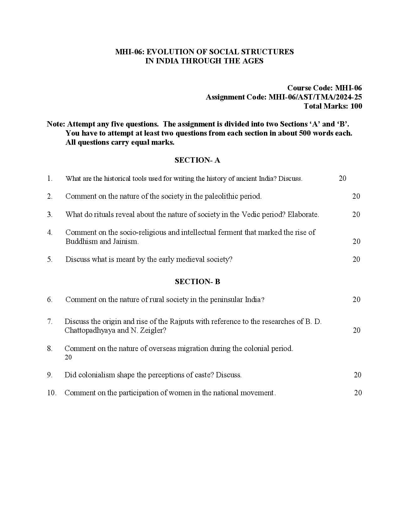 Download IGNOU MHI 6 Solved Assignment 2024-25 PDF